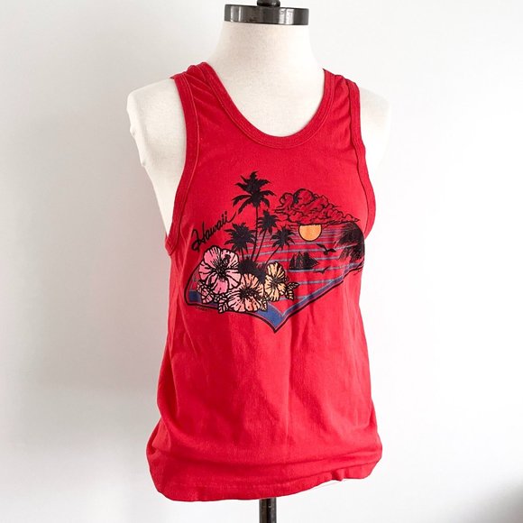 Vintage | Tops | Vintage Hawaii Tank Top Single Stitch 550 Red Size ...
